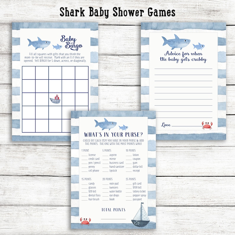 Shark Theme Baby Shower Games, Ahoy It's a Boy Shark Baby Shower Games ...