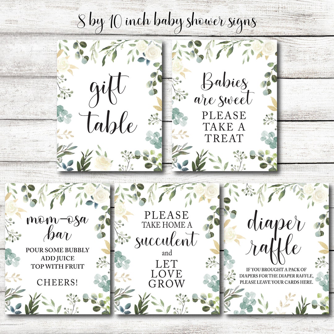 Greenery Baby Shower Signs / Green Leafy Baby Shower Signs - Etsy