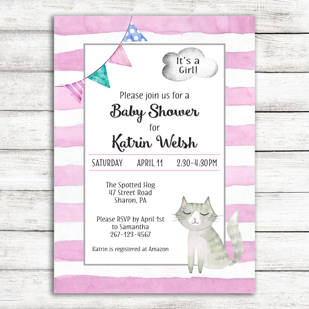 Kitten Baby Shower Invitation / Cat Baby Shower Invitation - Etsy