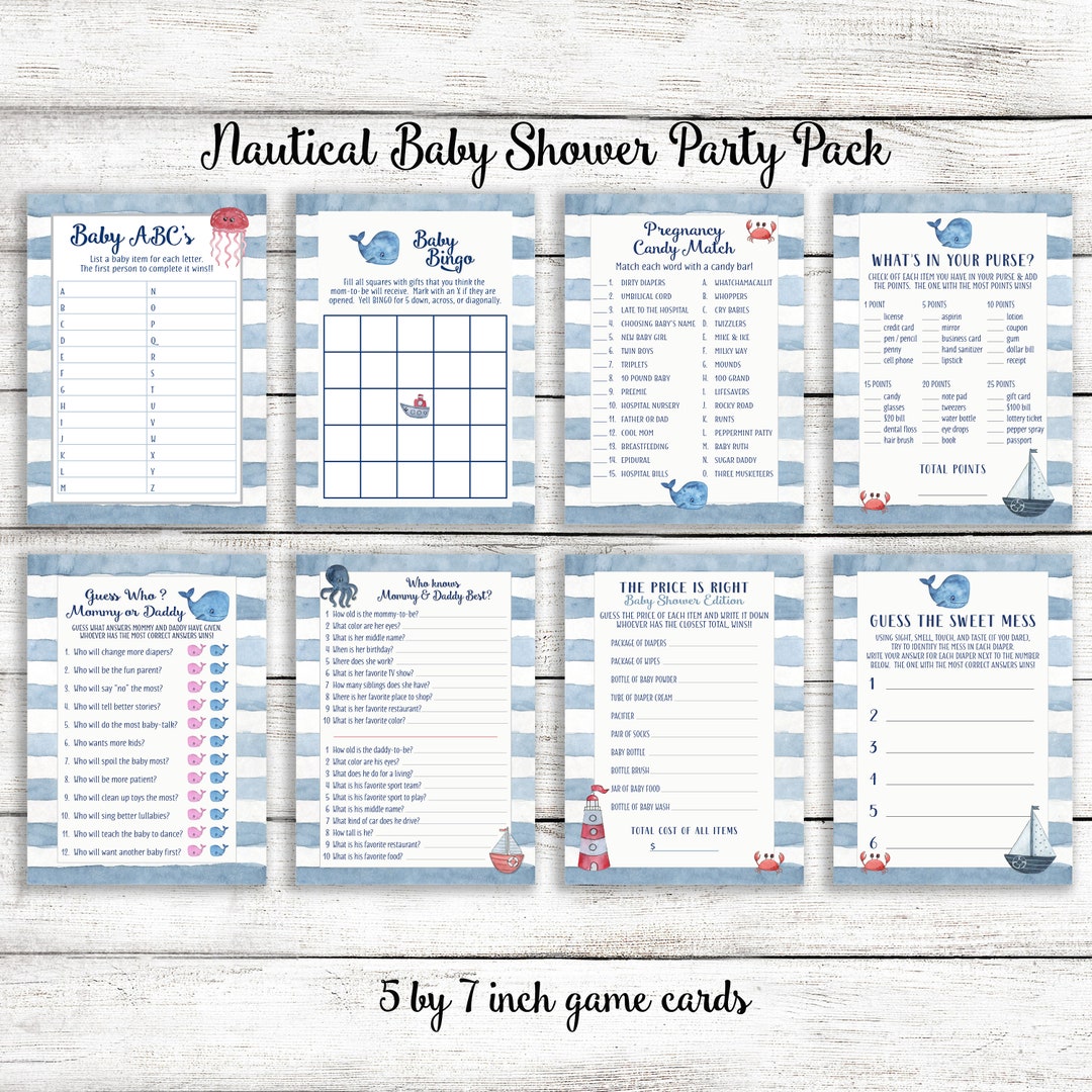 Nautical Baby Shower Games, Blue and Red Ahoy It's a Boy Baby Shower ...