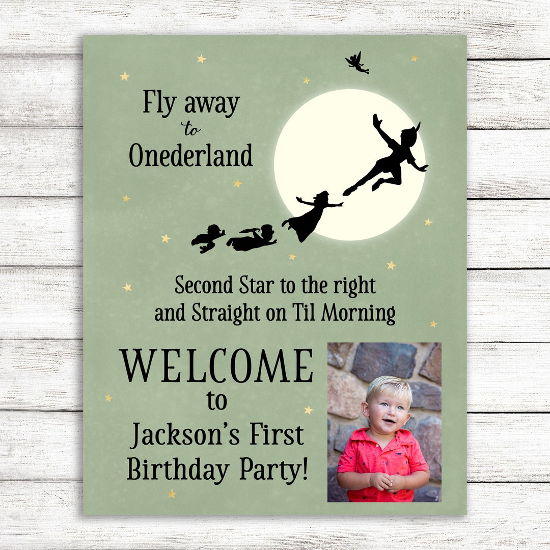 Peter Pan Birthday Welcome Sign 16 by 20 Inch Digital Poster - Etsy