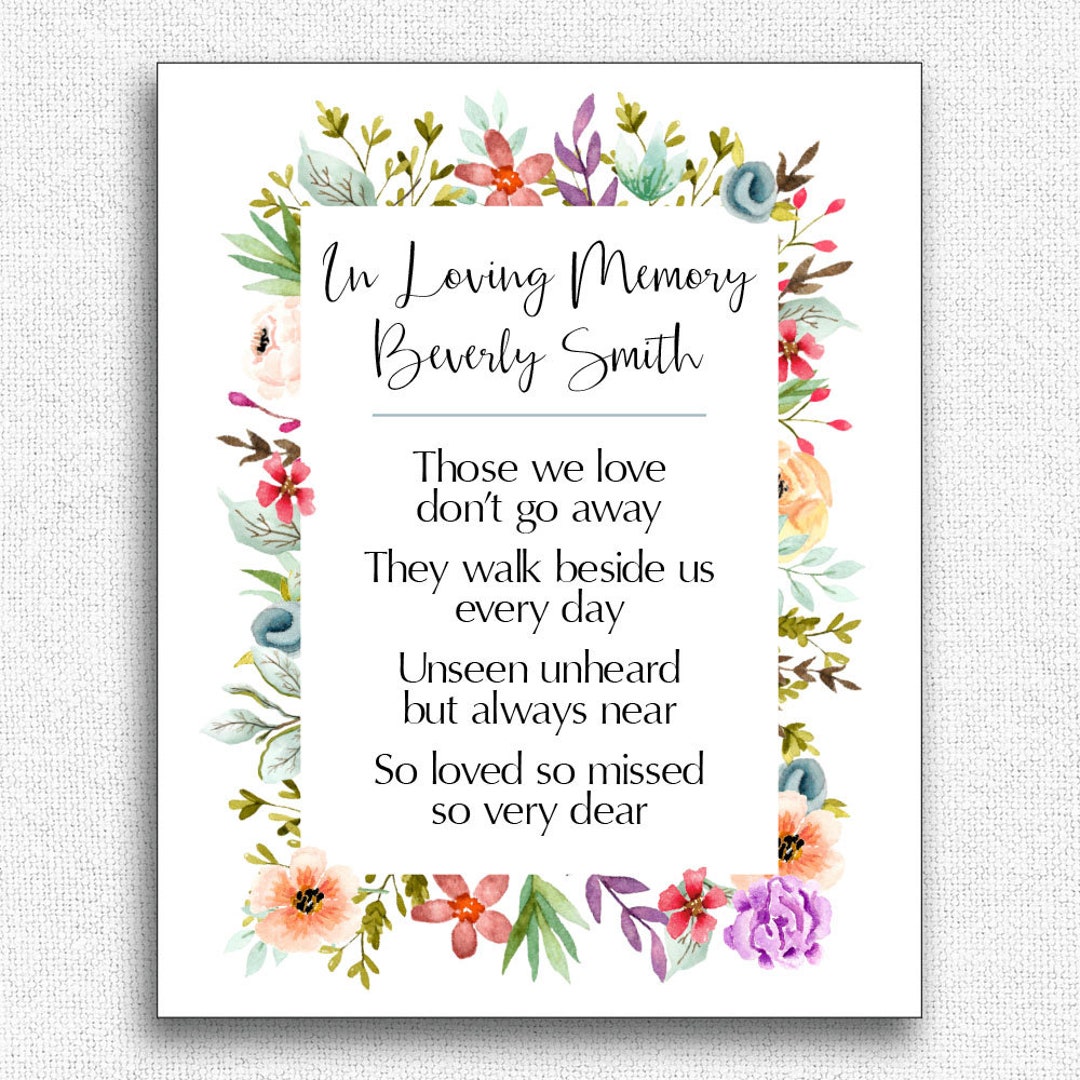 Wildflower in Loving Memory Memorial Print / Floral Memorial Print for ...