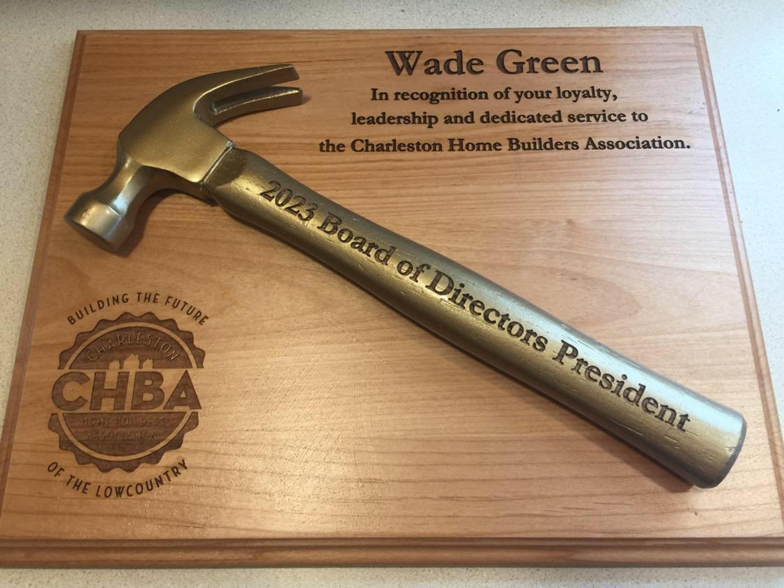 Personalized Award Plaque With GOLD Hammer Personalize, Engrave ...