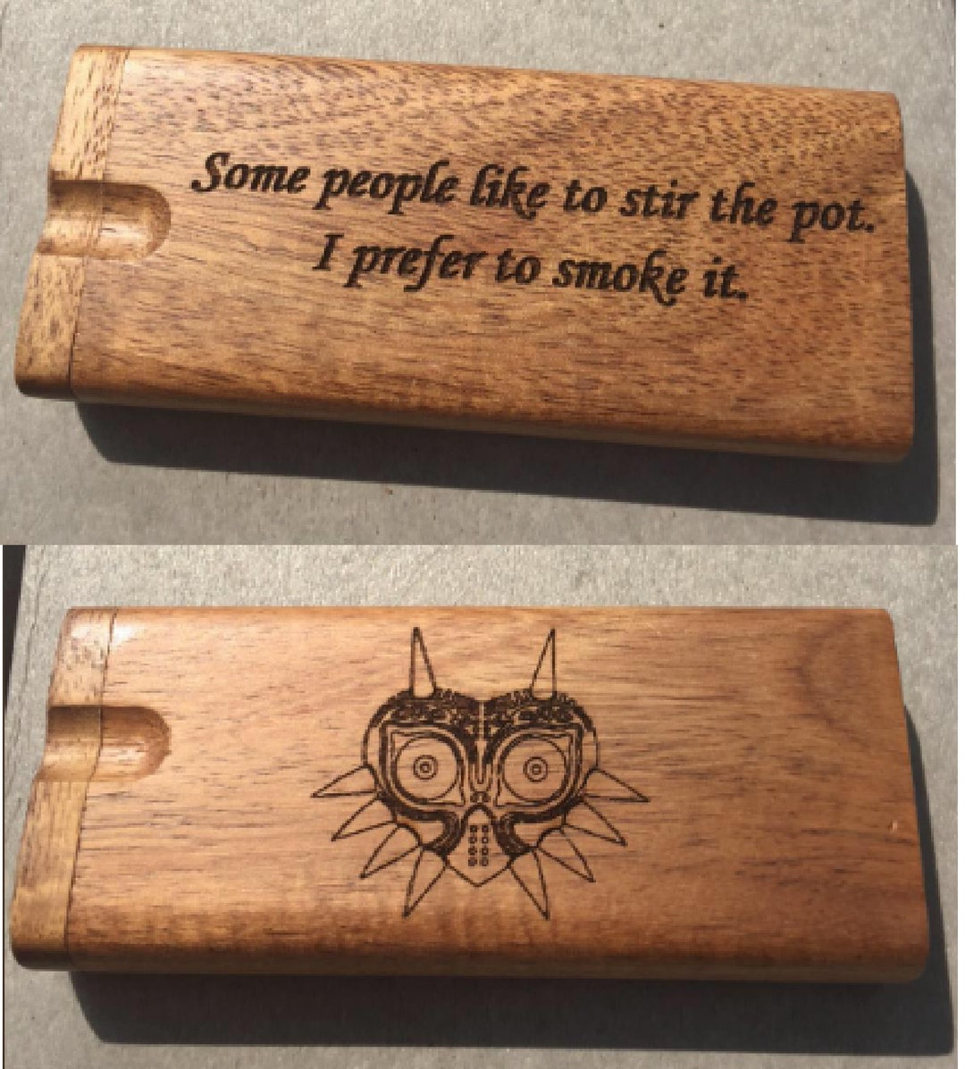 Personalized One Hitter Natural Wood Stash Box Stash Box With Ceramic ...