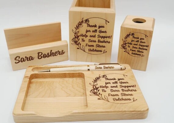 Personalized Desk Organizer Set 4 Piece Set Engrave | Etsy
