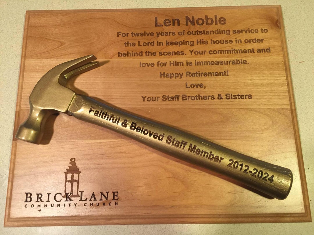 Personalized Award Plaque With GOLD Hammer - Personalize, Engrave ...