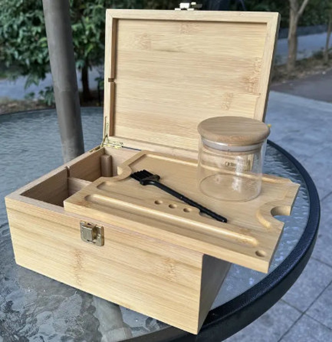 Personalized Wood Stash Box Stash Box With Ceramic Straw Decorative ...
