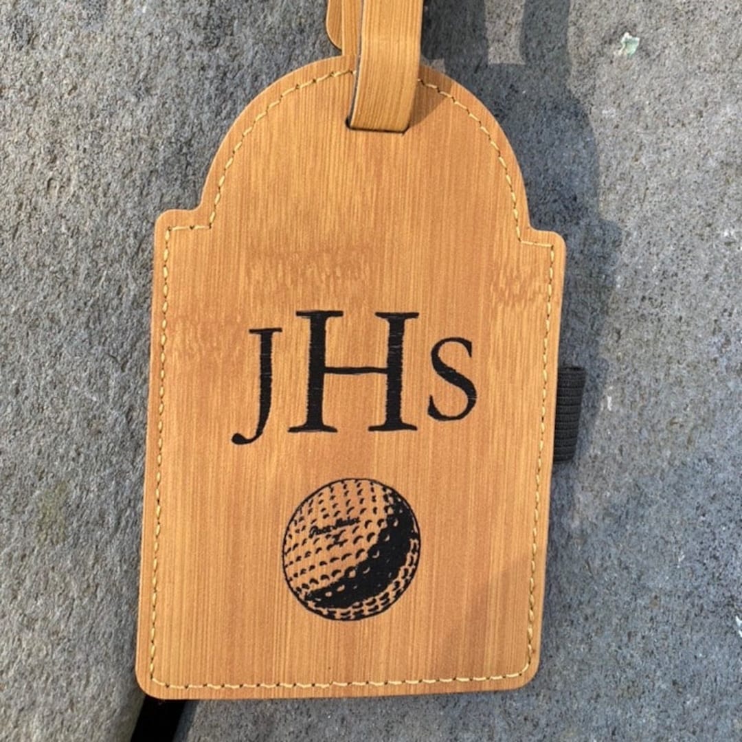 Golf Bag Tags - Personalized - 5 Colors, Leatherette, Includes 3 Tees ...