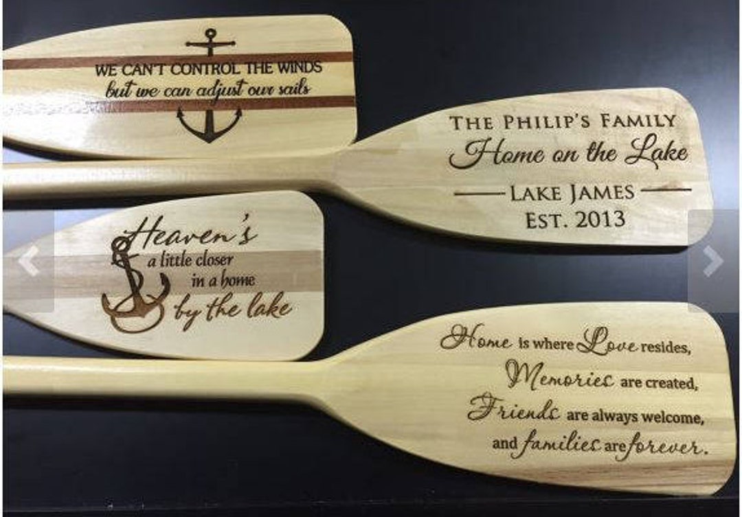 Canoe Paddle 3 Foot or 4 Foot Plus Paddle Hangers- Free Engraving ...