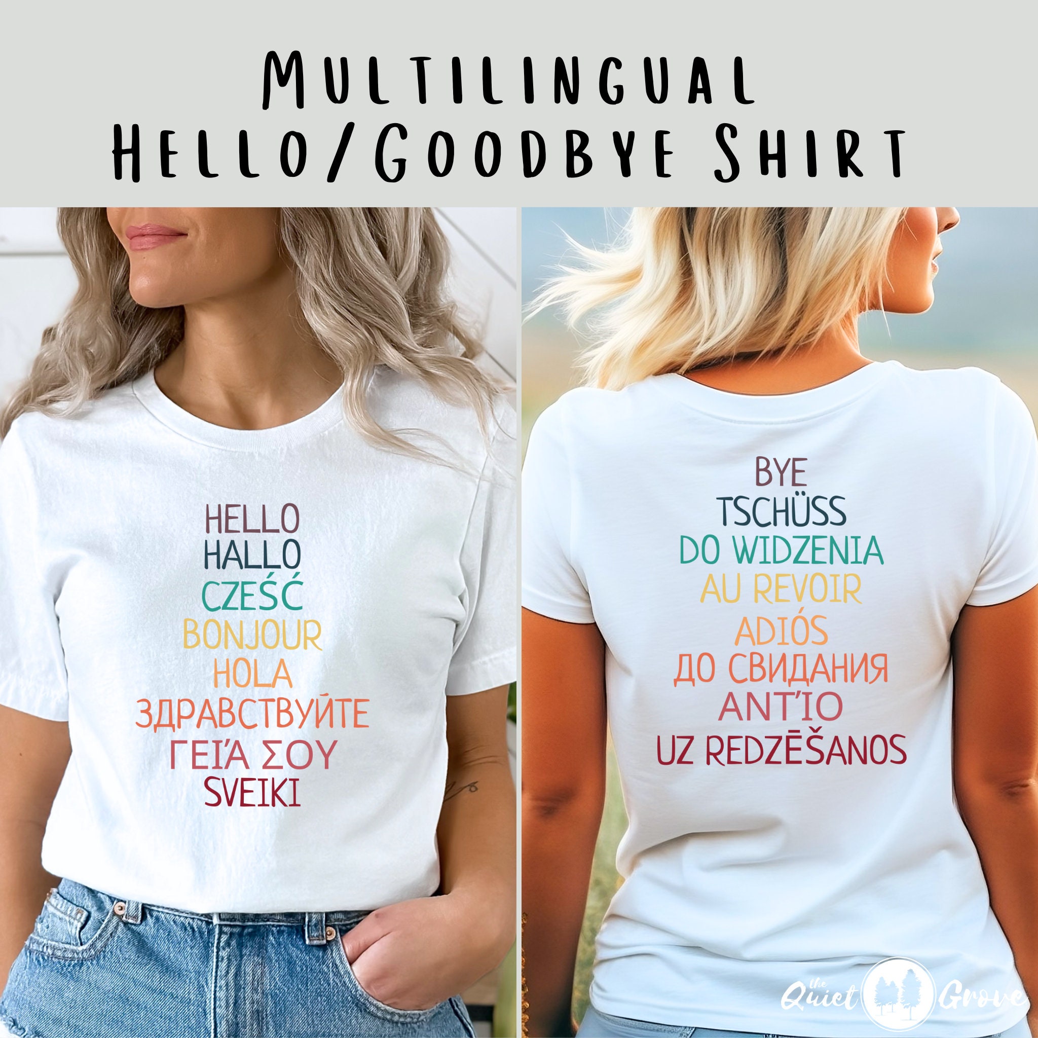 Multilingual Hello/goodbye Tee, Language Lover Gift, Multi Language ...