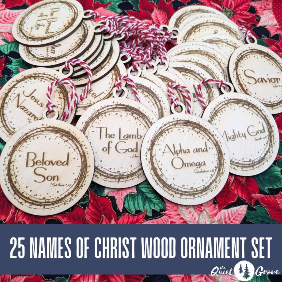25 Names of Christ Wood Ornament Set, Laser Cut Wood Ornament, Christ ...