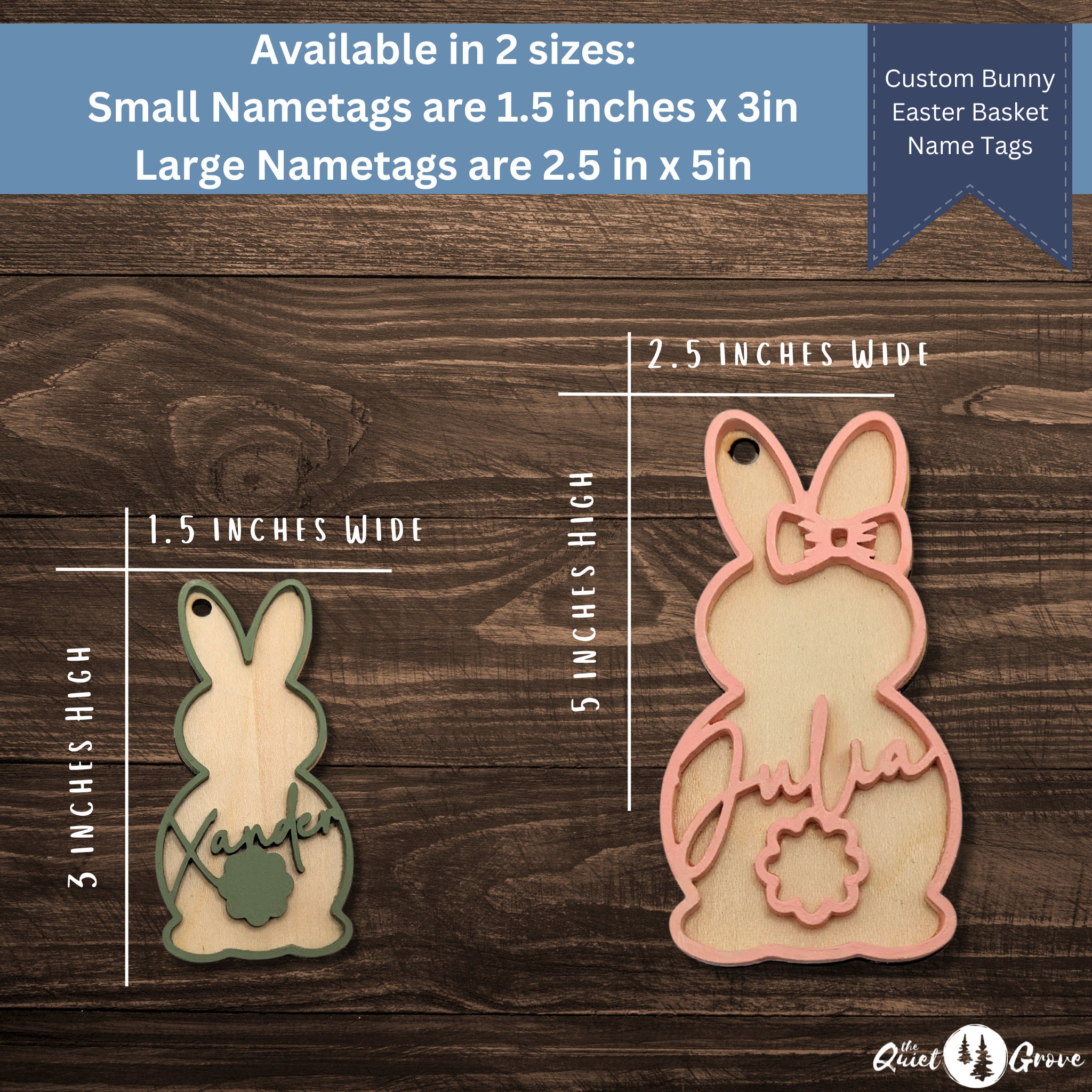 Custom Bunny Easter Tag, 3d Wood Easter Nametag, Easter Place Card ...