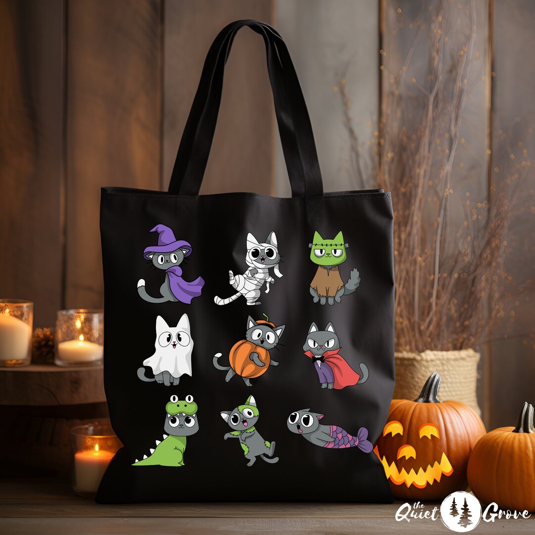 Cat Costume Halloween Tote Adorable Cat Halloween Bags - Etsy