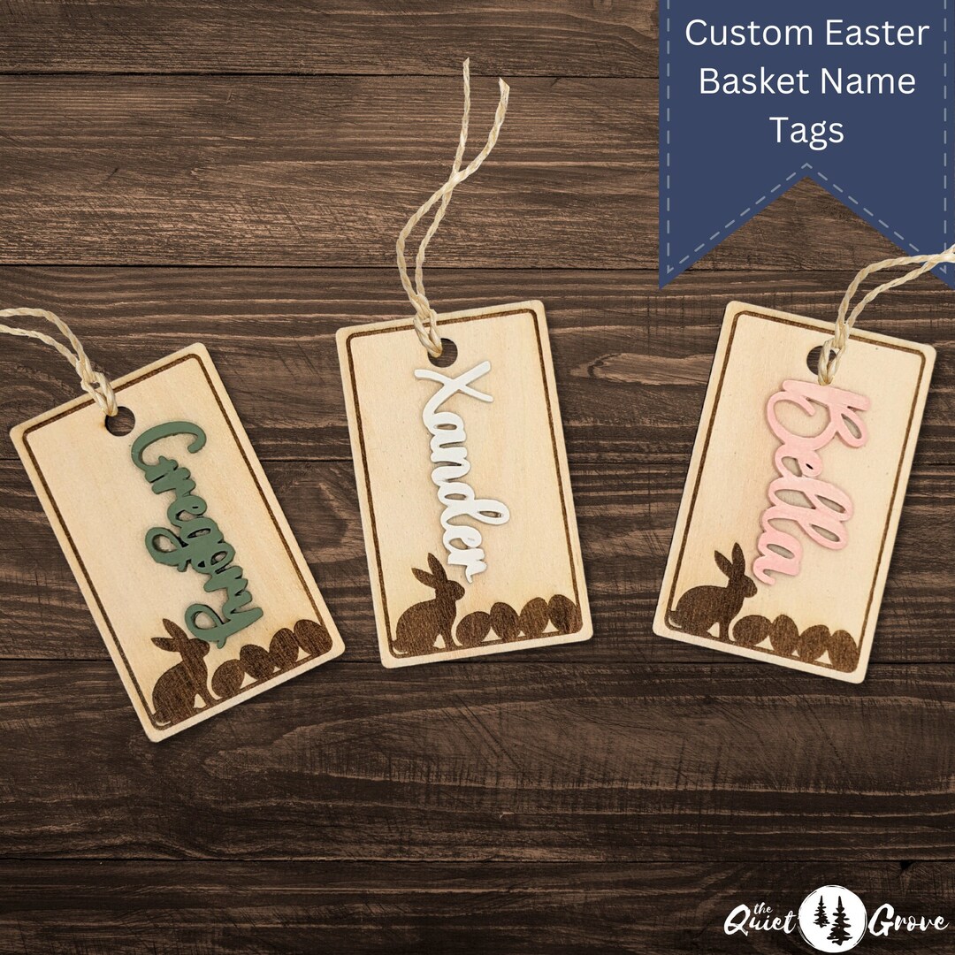 Custom Easter Name Tags, Wood Laser Cut Name Tags, Easter Basket Name ...
