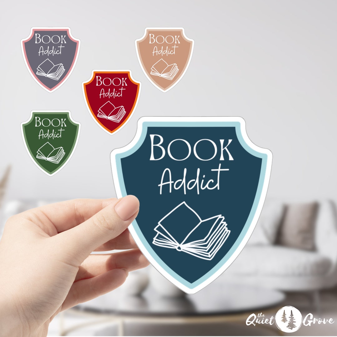 Book Addict Badge Stickers, Kiss Cut Stickers, Book Addict Stickers ...