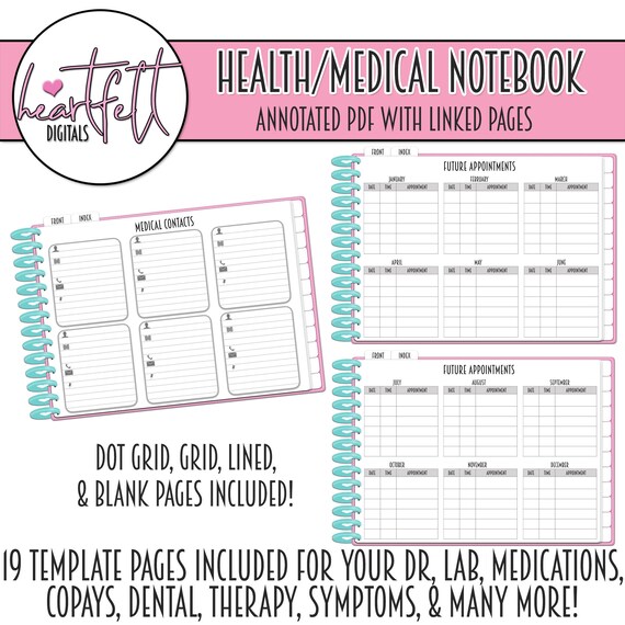 Notebook Digital Pink Health Notebook Digital Health Medical Notebook ...