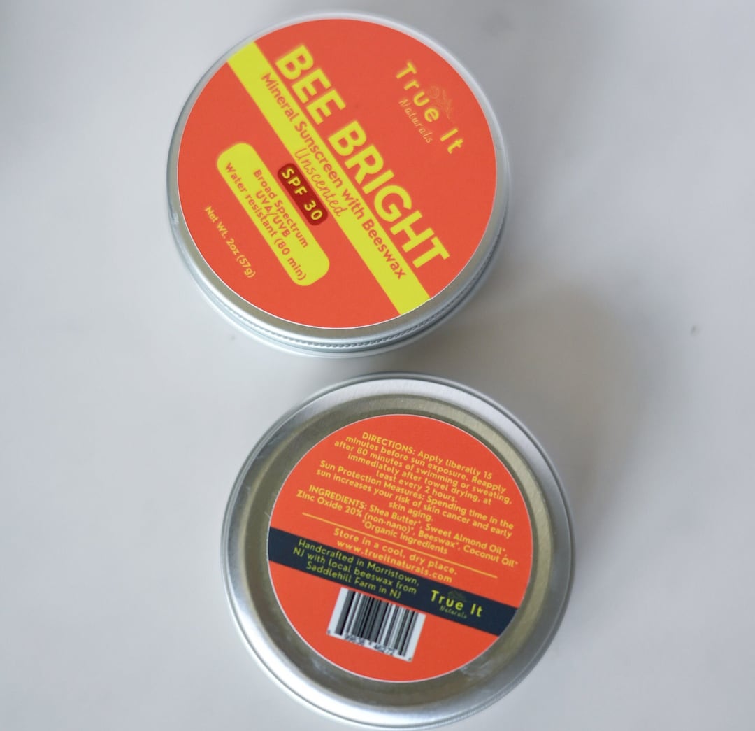 Unscented Mineral Sun Cream BEE BRIGHT SPF 30 Reef Safe Non Nano Zinc ...