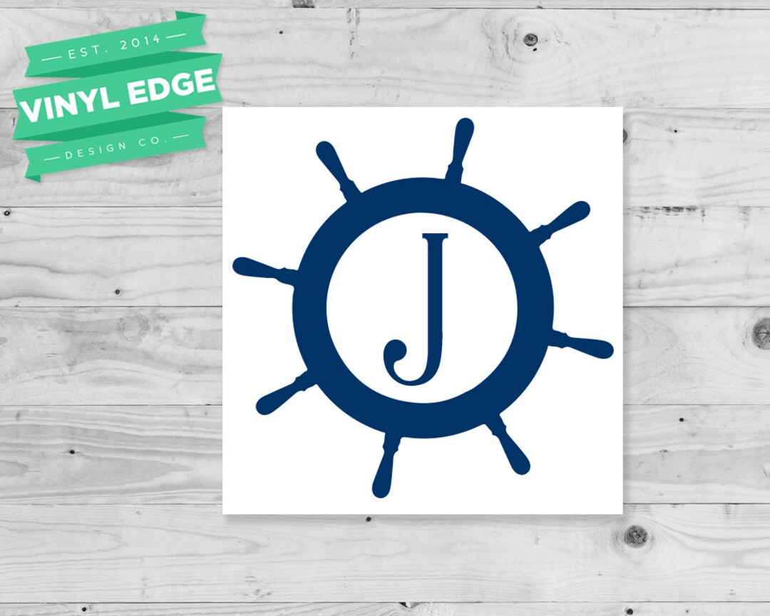 Nautical Boat Monogram Decal - Custom Circle Wheel Monogram - Yeti ...