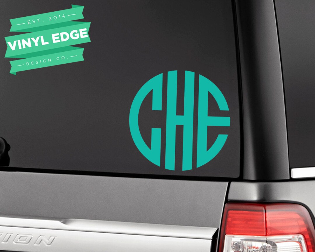 Monogram Car Decal - Car Window Decal - Monogram Decal - Circle ...