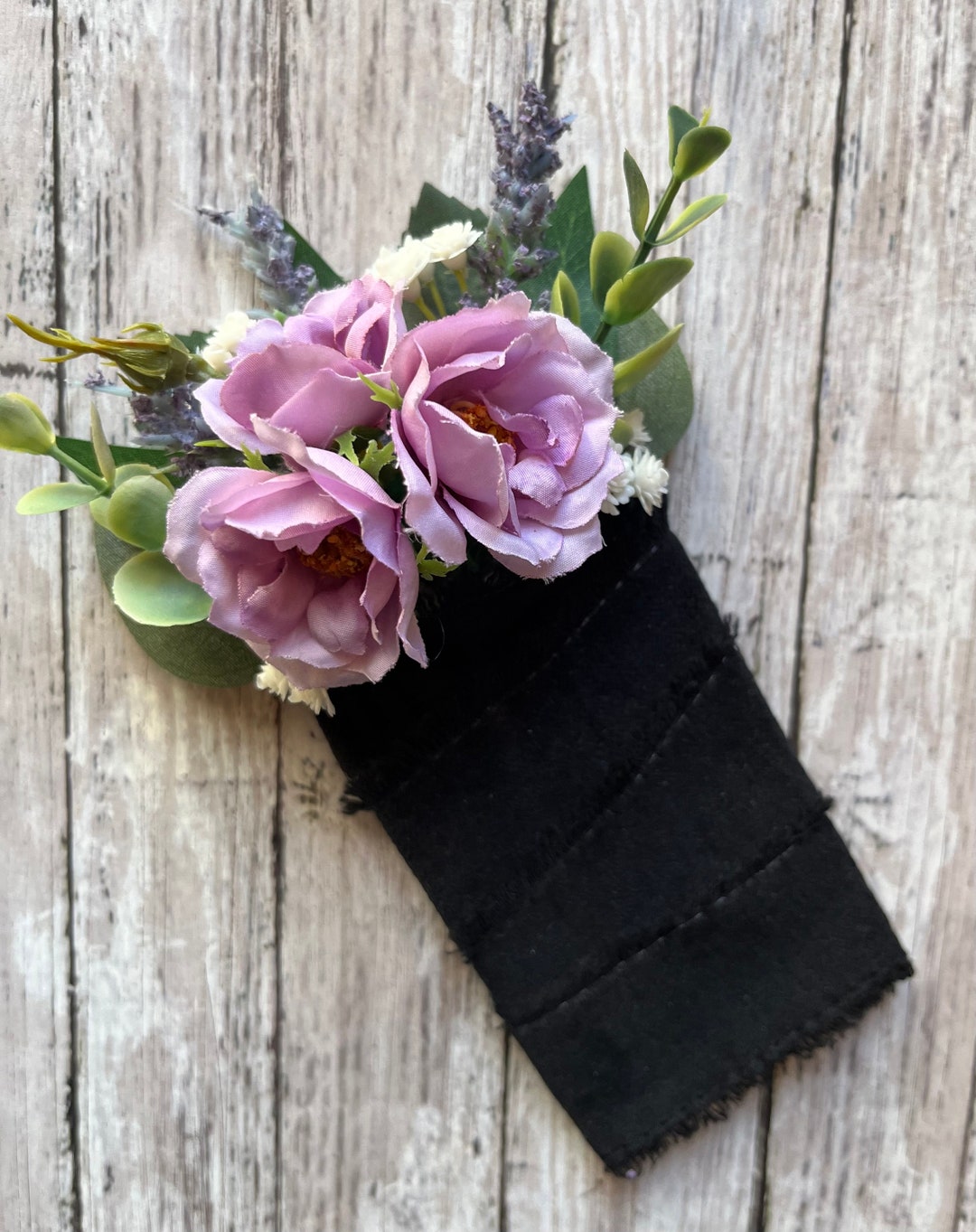 Floral Pocket Square Boutonniere: Lavender, Eucalyptus Wedding ...
