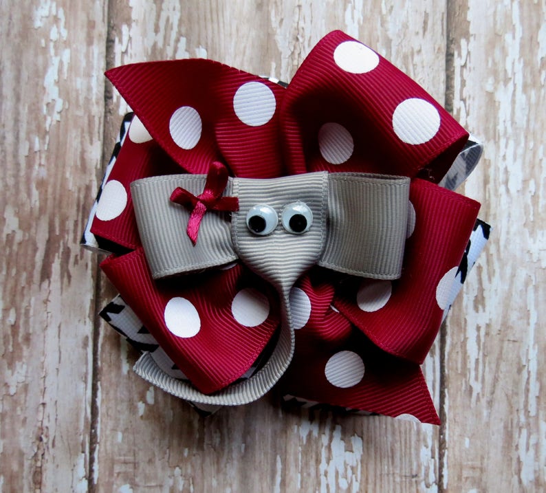 ALABAMA Hair Bow Headband Big Al Red Crimson Tide Roll Tide - Etsy