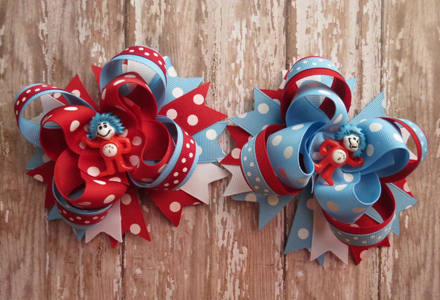 Dr Seuss Thing 1 and Thing 2 Hair Bow Headband Cat in the Hat - Etsy