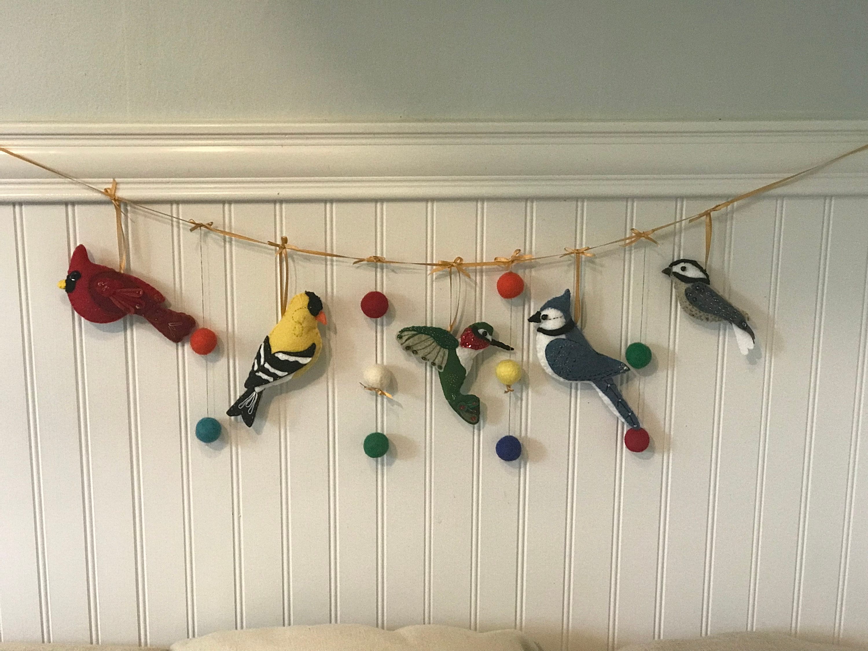 Handmade Nursery Felt Bird Garland Common Backyard Birds - Etsy