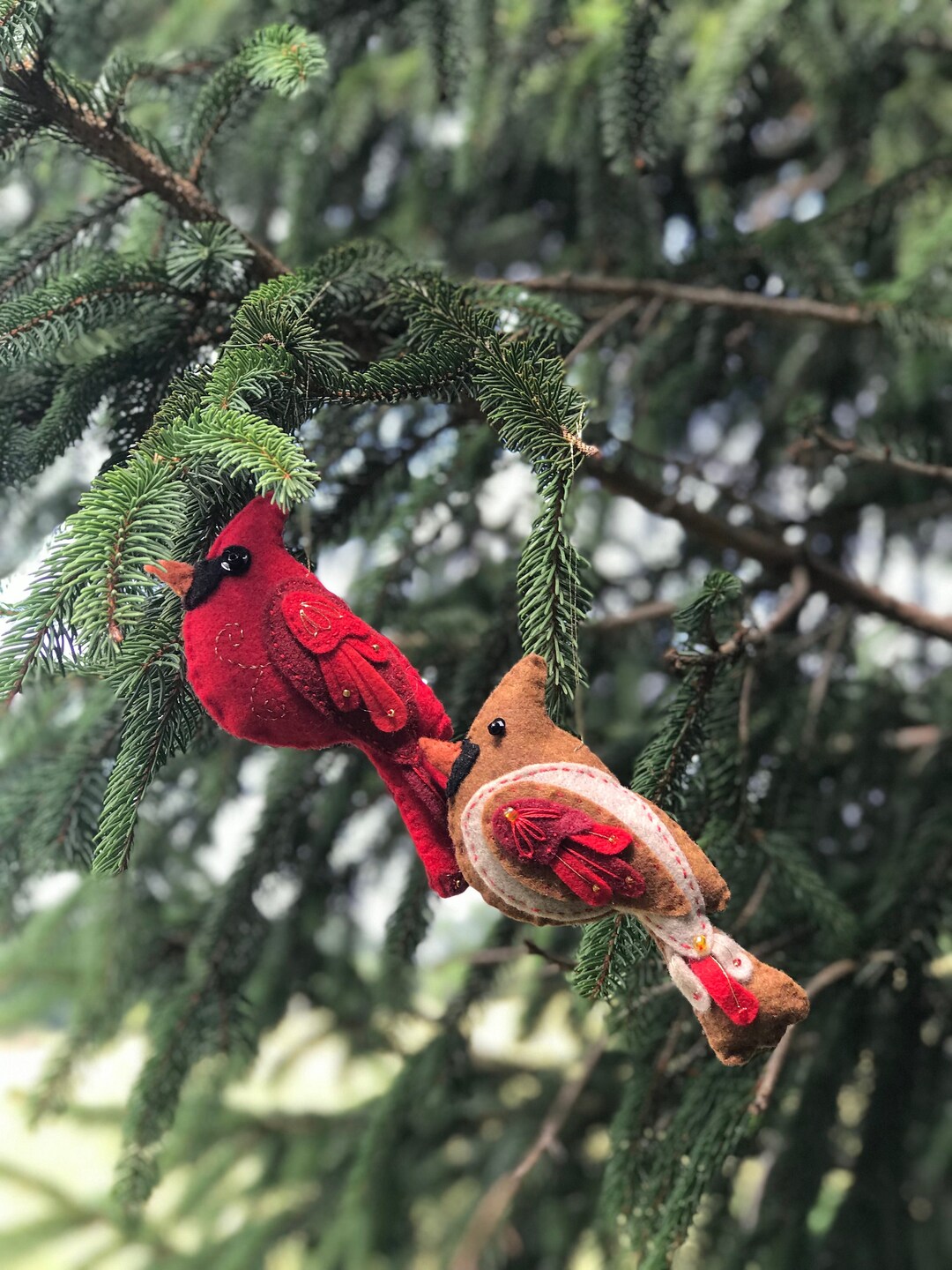 Cardinal Pair Handmade 2 Sided Felt Ornament for Decorating - Etsy