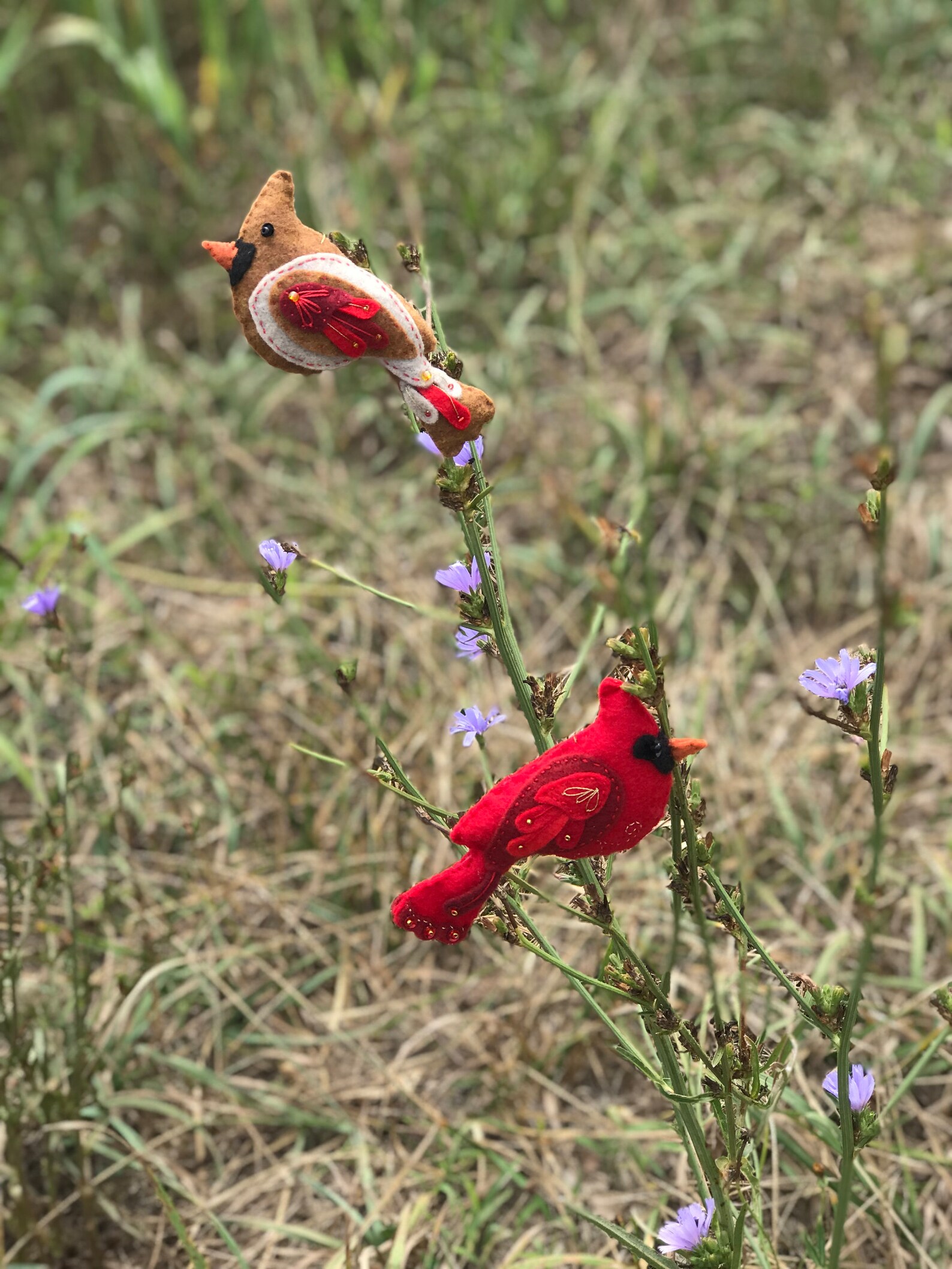 Cardinal Pair Handmade 2 Sided Felt Ornament for Decorating - Etsy