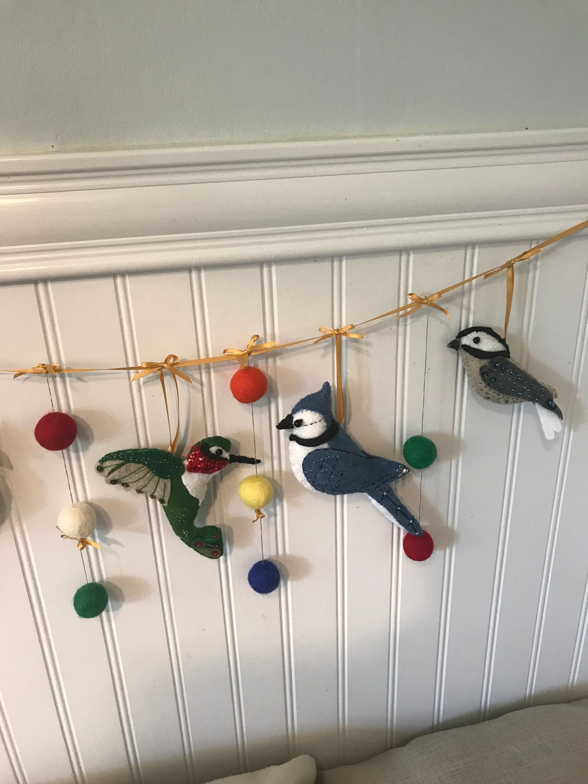 Handmade Nursery Felt Bird Garland Common Backyard Birds - Etsy