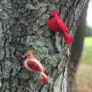 Cardinal Pair , Handmade, 2 Sided Felt Ornament for Decorating and ...