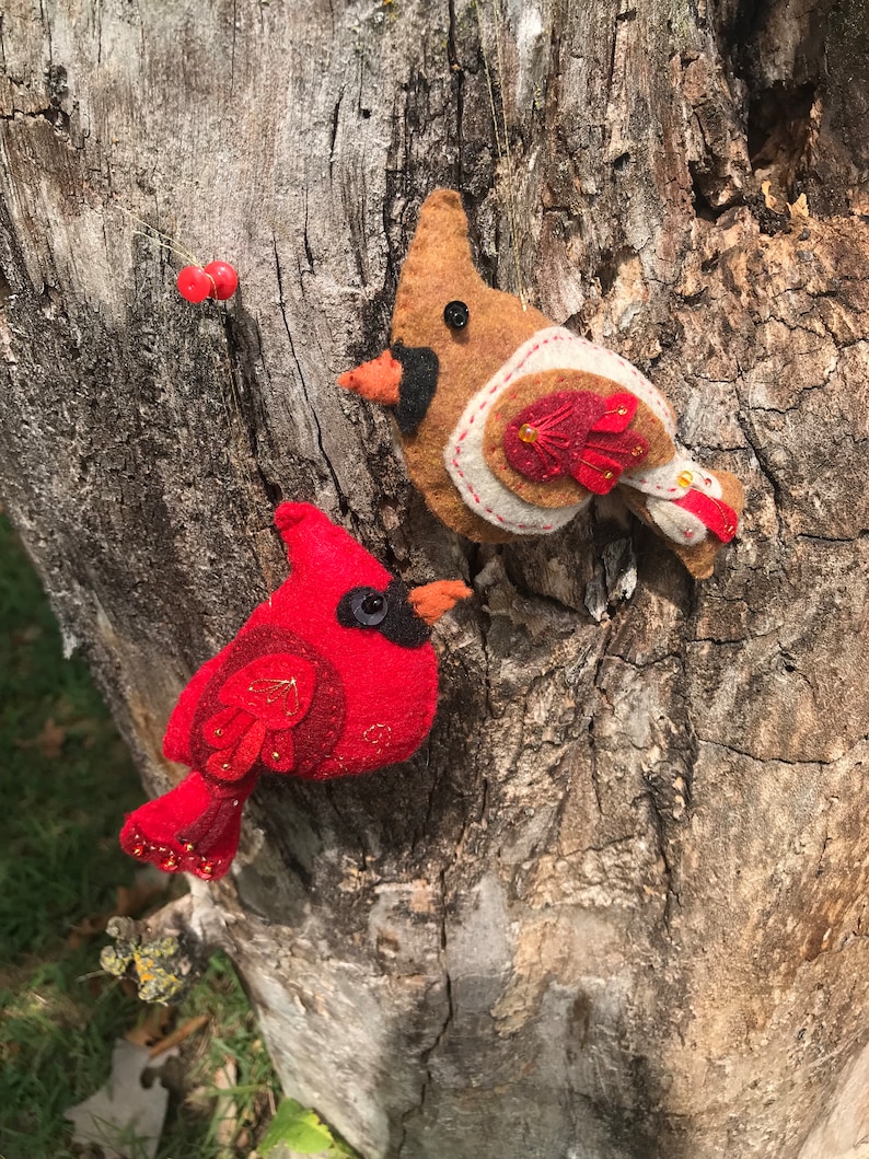 Cardinal Pair Handmade 2 Sided Felt Ornament for Decorating - Etsy