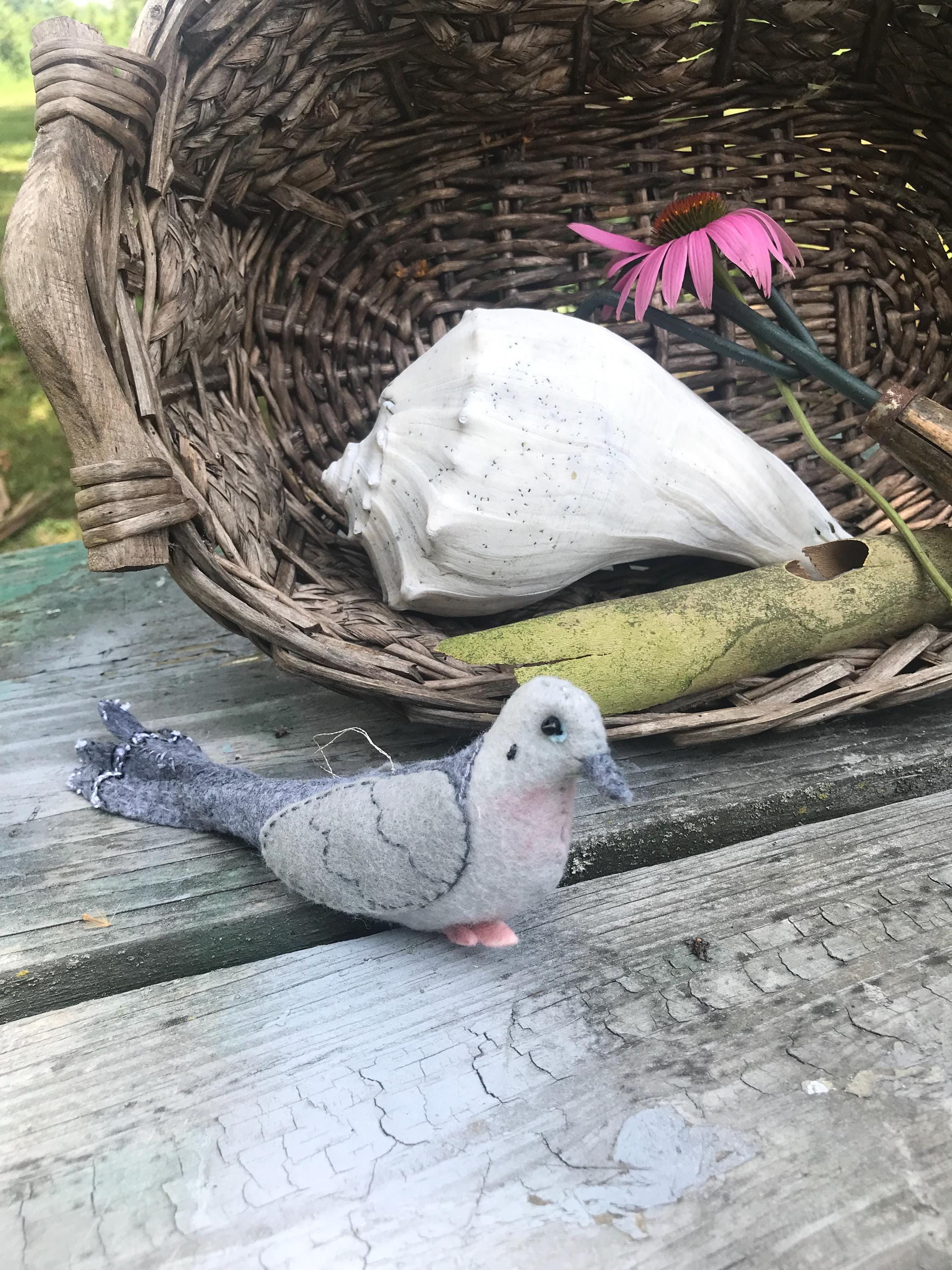 Handcrafted Wool Felt Mourning Dove: Embroidered Bird Decor Coo Coo for ...