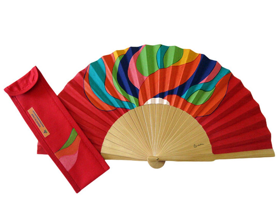 Hand Painted Pearl Wood Fan With Matching Case "sympathy" - Etsy