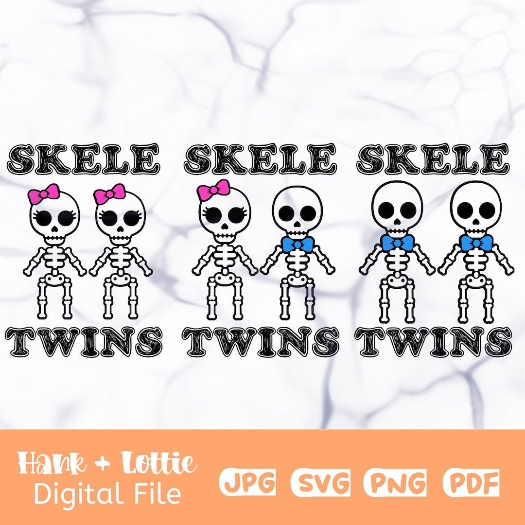 SVG Instant Download File Skele Twin Shirt, Skeleton Twin Shirt ...