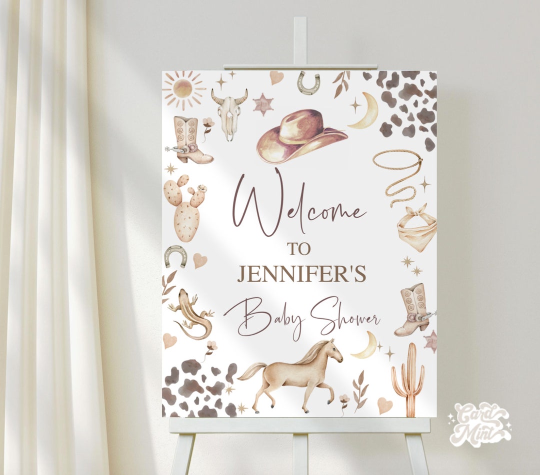 Editable Welcome Cowboy Party Sign, Baby Shower Sign Download Digital ...