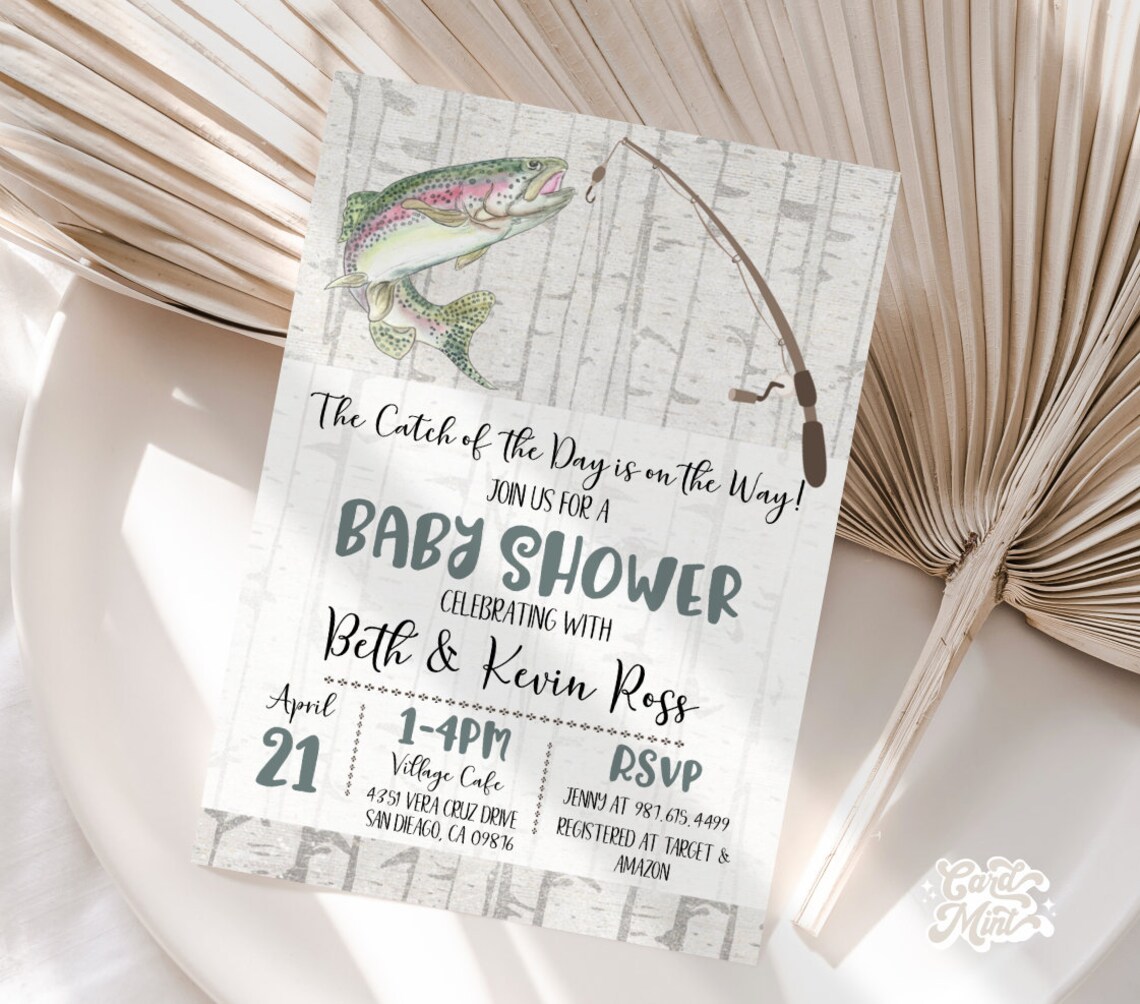 EDITABLE Fishing Baby Shower Invitations the Catch of the Day - Etsy