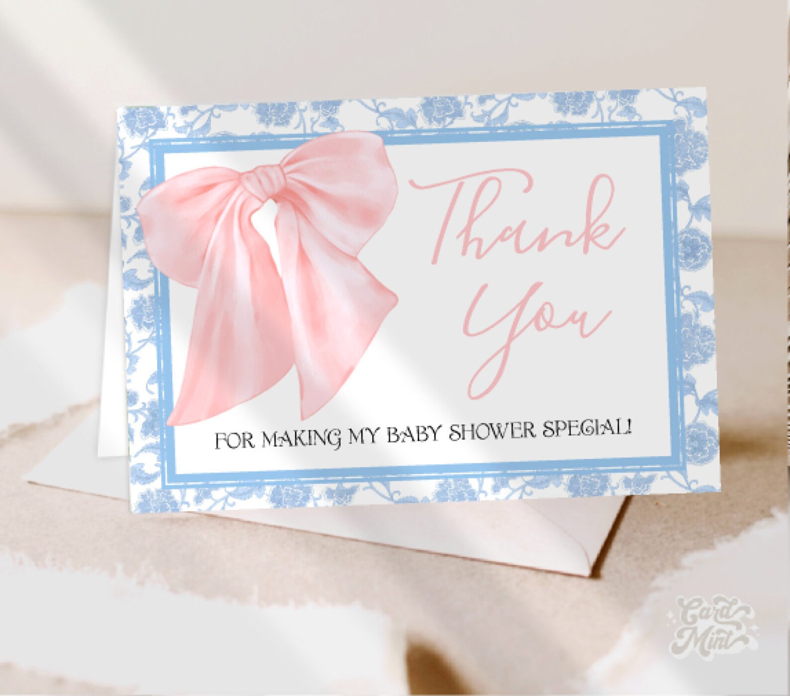 EDITABLE Pink Bow Baby Shower Invitation Girl Baby Shower or - Etsy