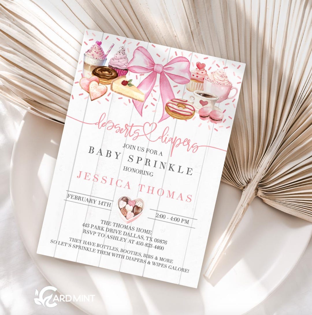 Editable Pink Desserts and Diapers, Baby Sprinkle Invitations Pink ...