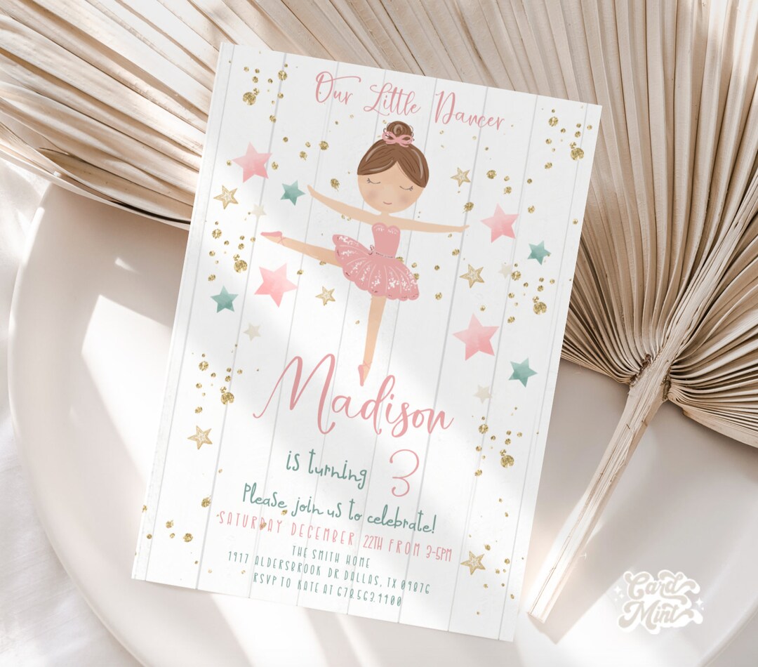 Editable Little Dancer Ballerina Birthday Invitation, Dance and Twirl ...