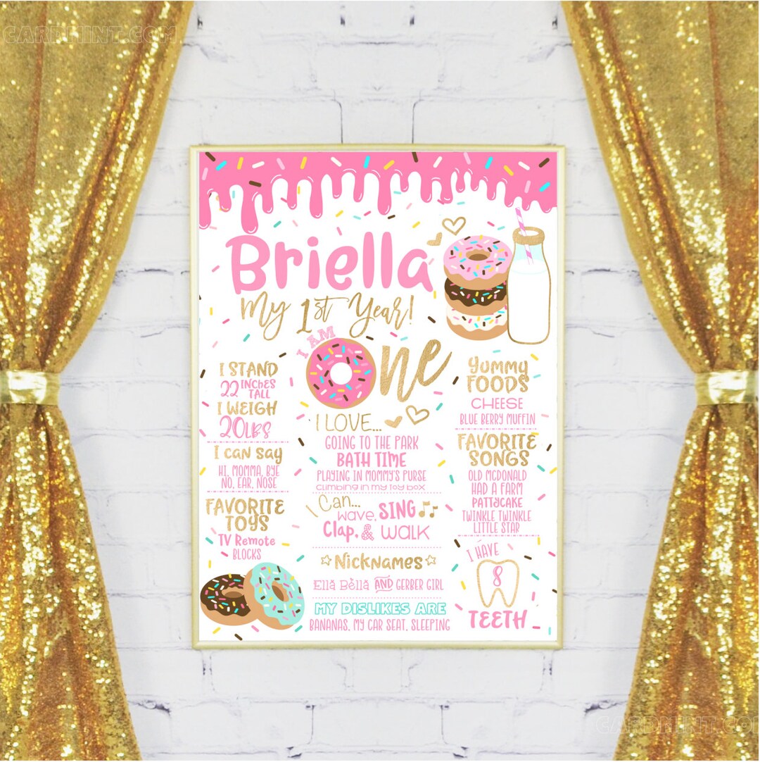 Editable Donut Milestone Chart, Donut 1st Birthday, Growth Chart ...