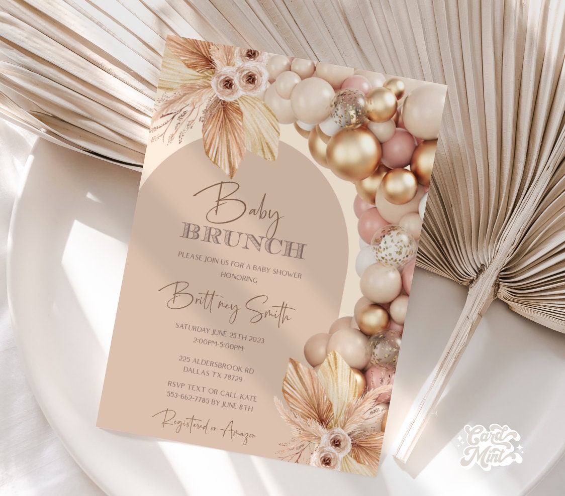 Pink And Brown Baby Shower Invitations For Girls