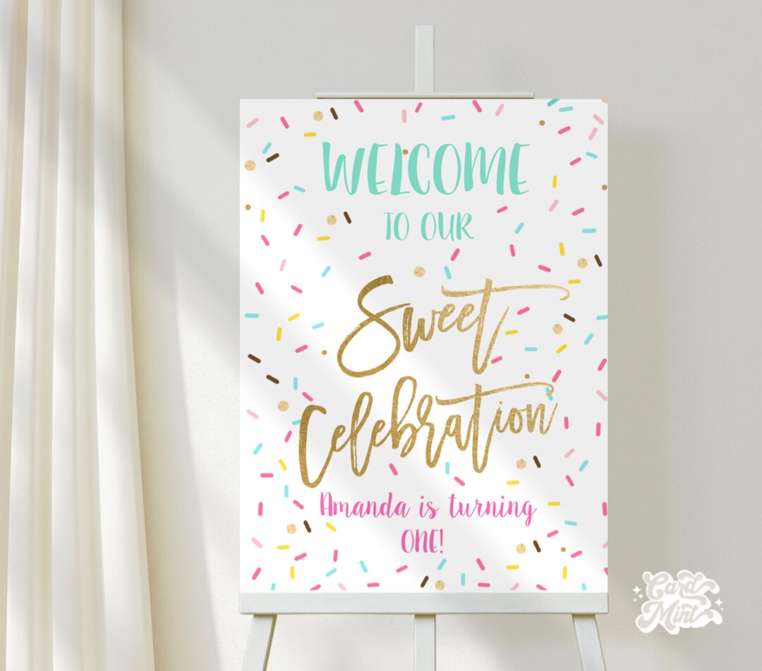 Editable Sprinkle Party Sign, Party Decor Poster, Welcome, Message ...