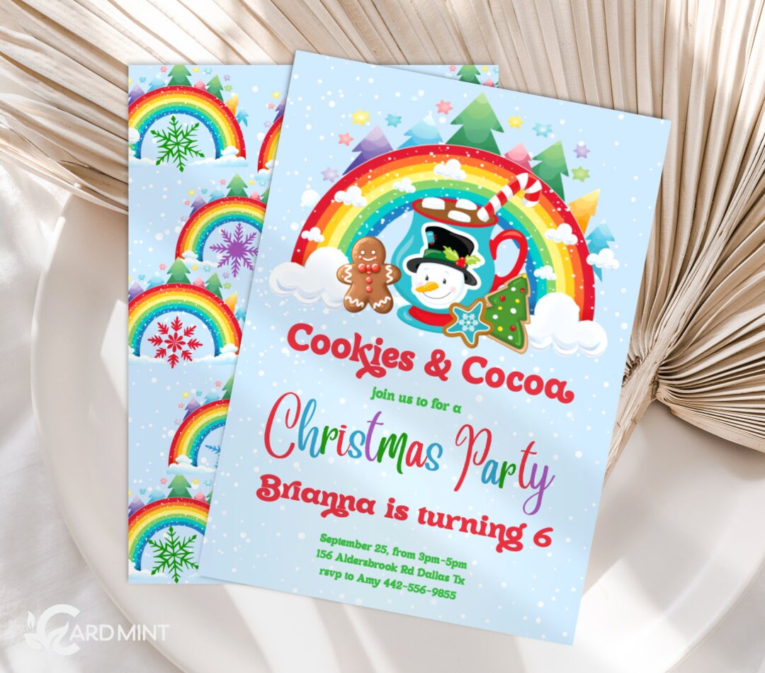 Editable Cookies and Cocoa Birthday Invitations, Christmas Hot ...