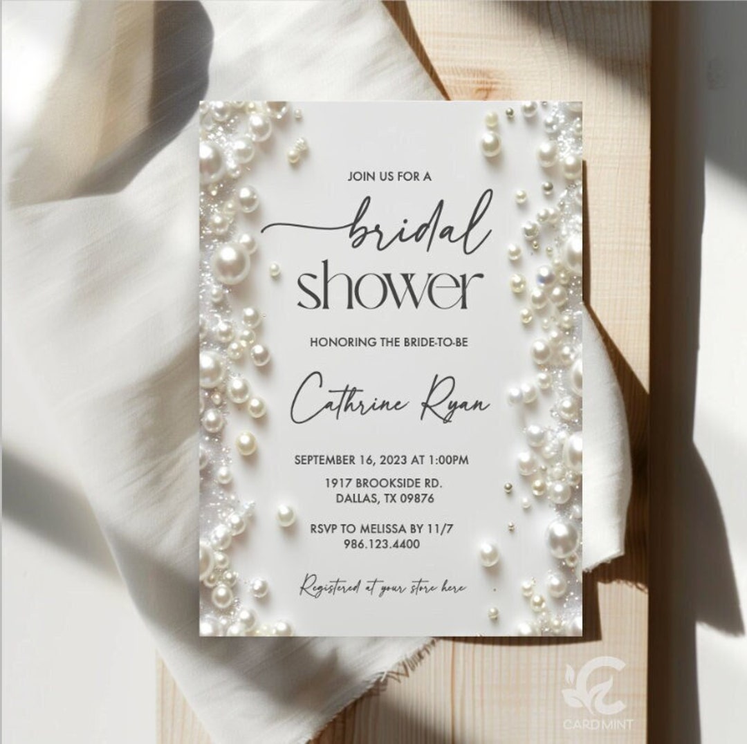 Pearls Bridal Shower Bachelorette Hens Invitations, Wedding Shower ...