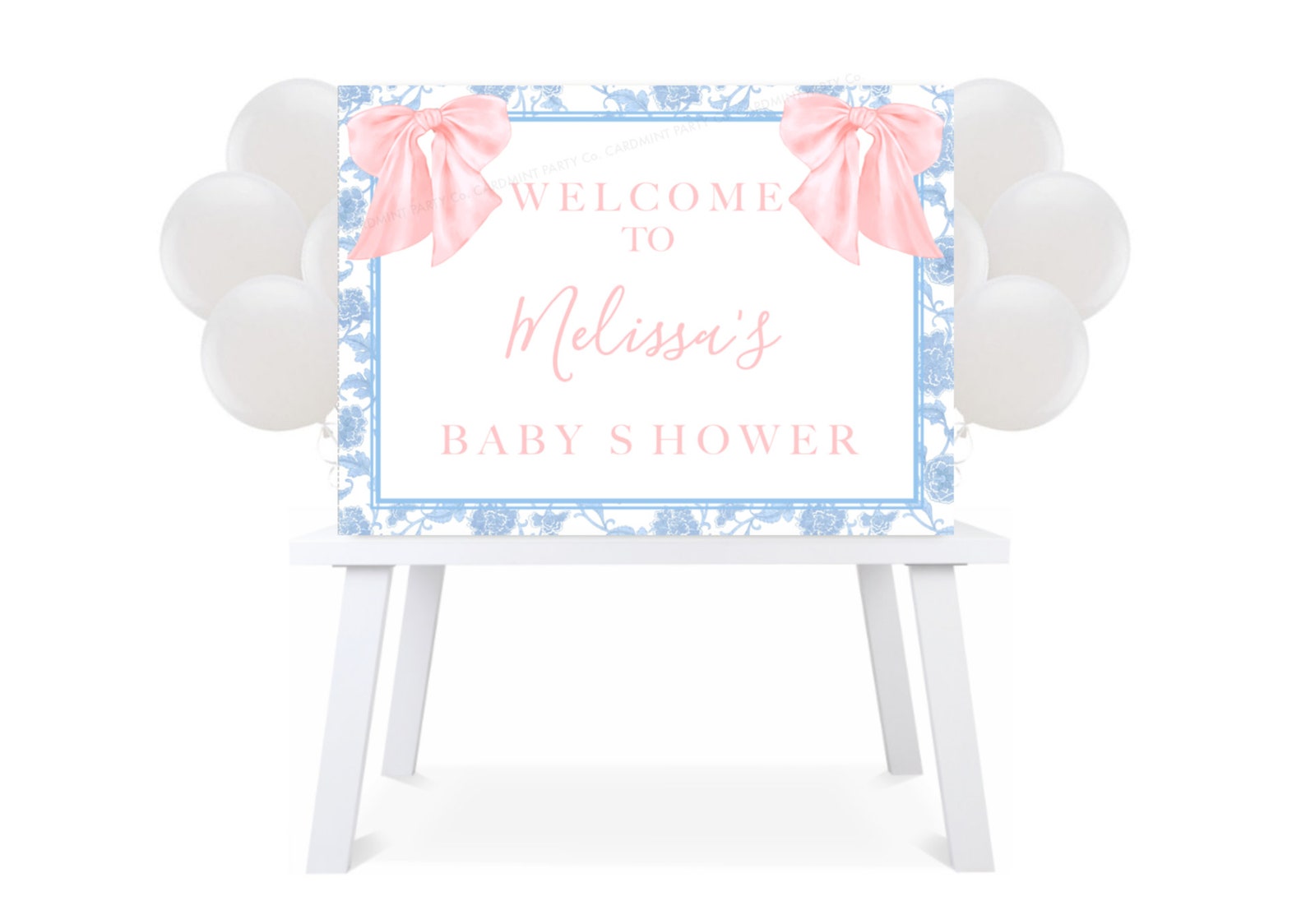 EDITABLE Pink Bow Baby Shower Invitation Girl Baby Shower or - Etsy