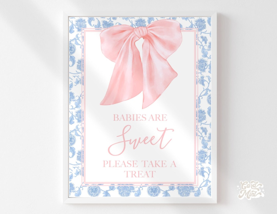 Editable Pink Bow Party Signs, Download Digital Self Edit Party Decor ...