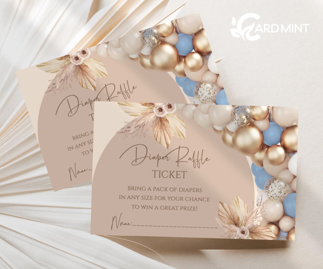 EDITABLE Diaper Raffle Tickets, Boy Blue Balloon Arch, Oh Baby Shower ...