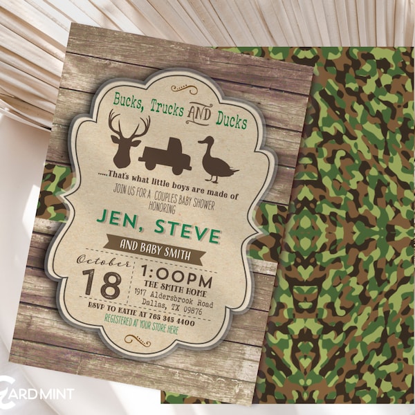 Bucks Ducks and Trucks Invitation - Etsy