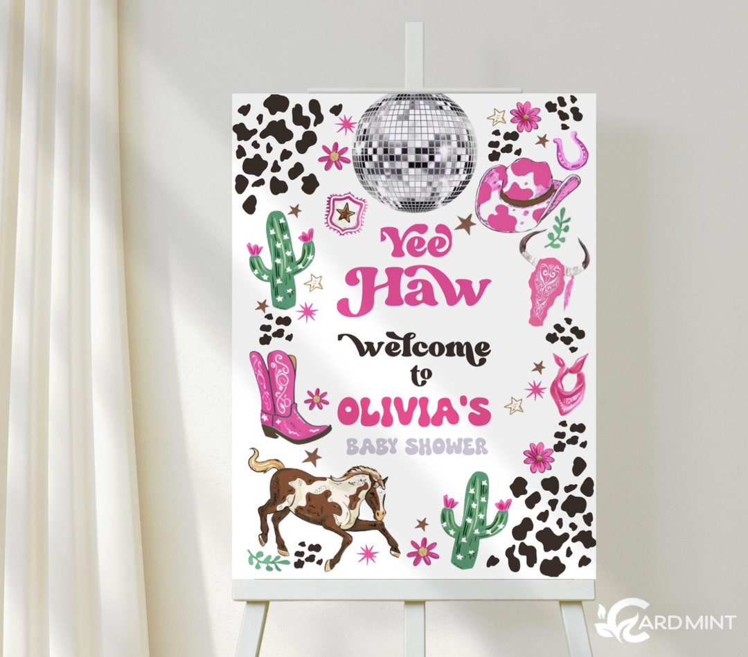 Editable Hee Haw Baby Shower Welcome Sign, Rustic Country Cowgirl ...